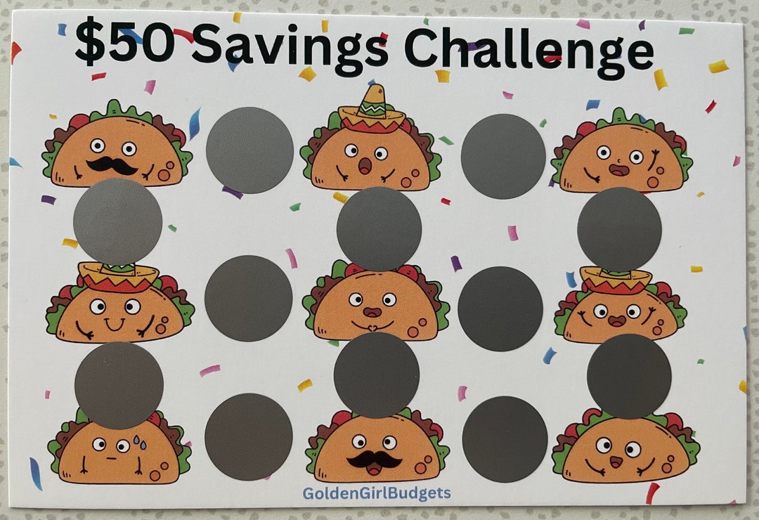 Mini Savings Challenge Scratch off - Taco - Etsy