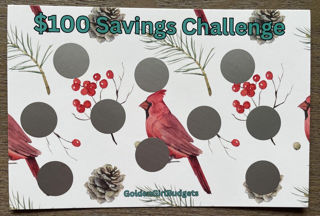Mini Savings Challenge Scratch off - Cardinals - Etsy
