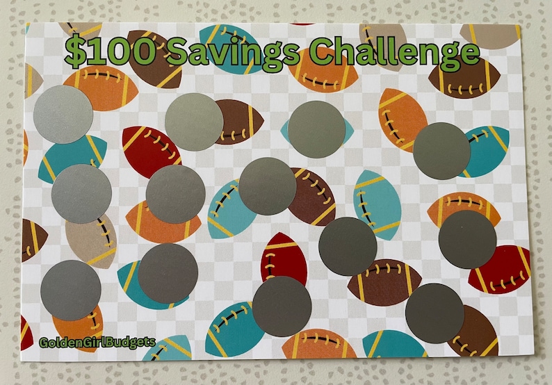 Mini Savings Challenge Scratch off - Football - Etsy