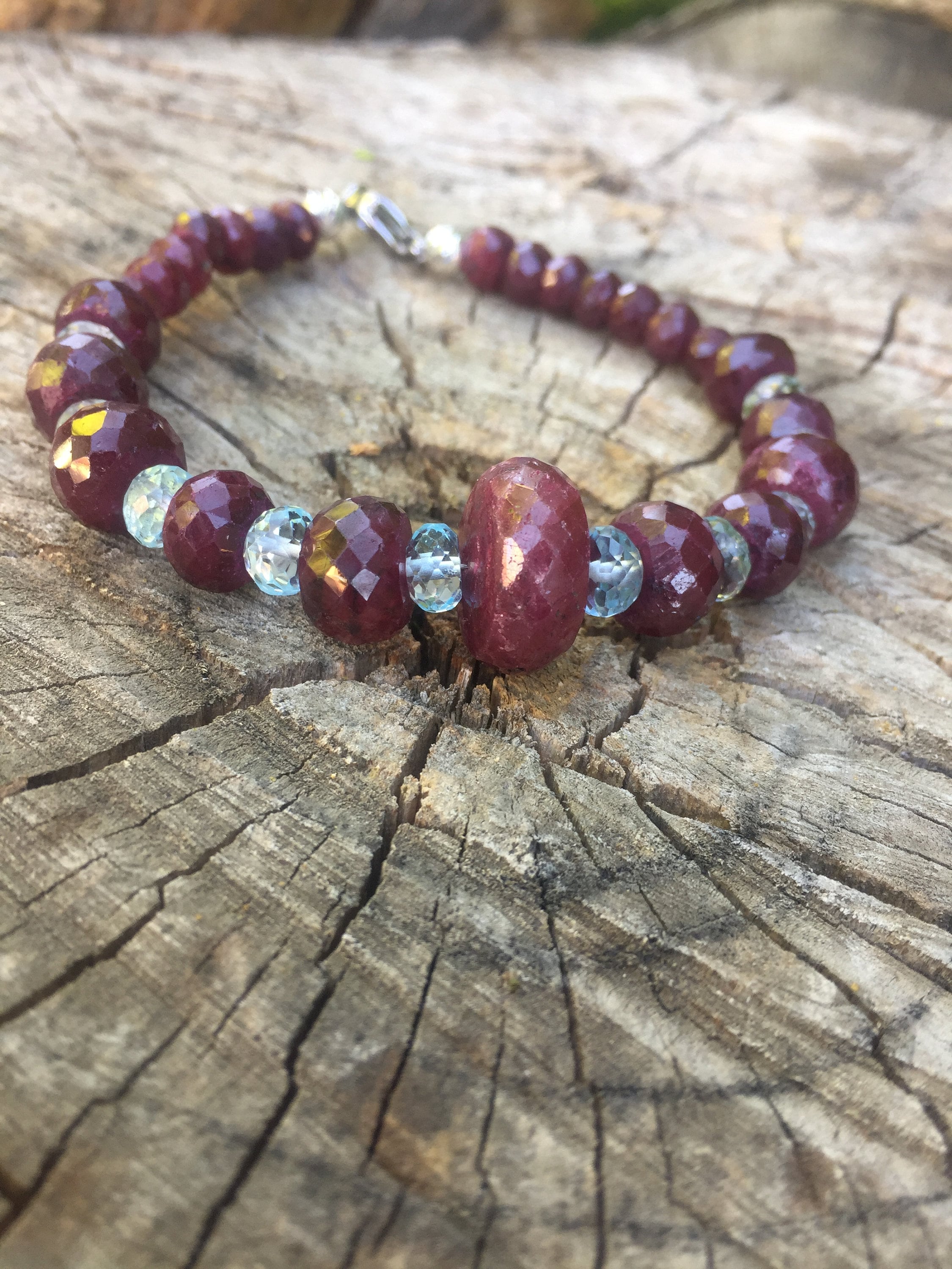 Ruby and Blue Topaz Bracelet - Etsy