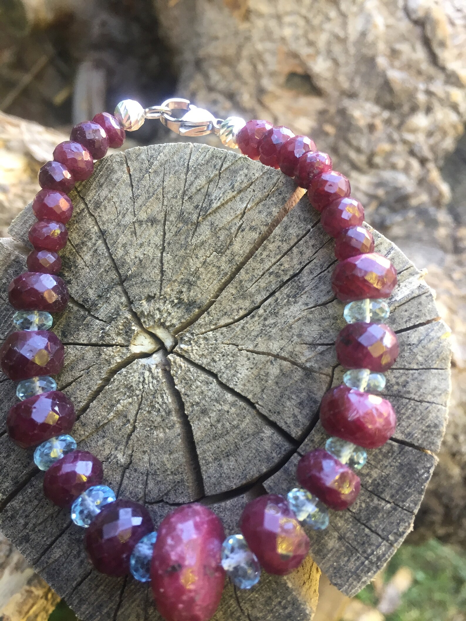 Ruby and Blue Topaz Bracelet - Etsy