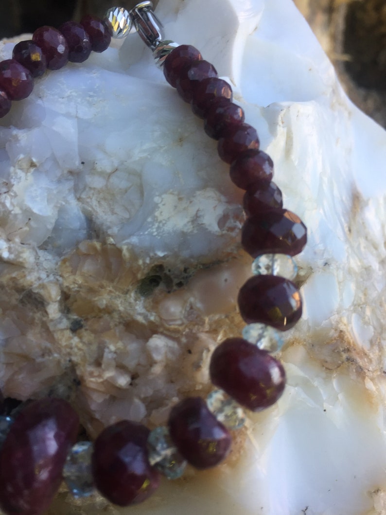 Ruby and Blue Topaz Bracelet - Etsy