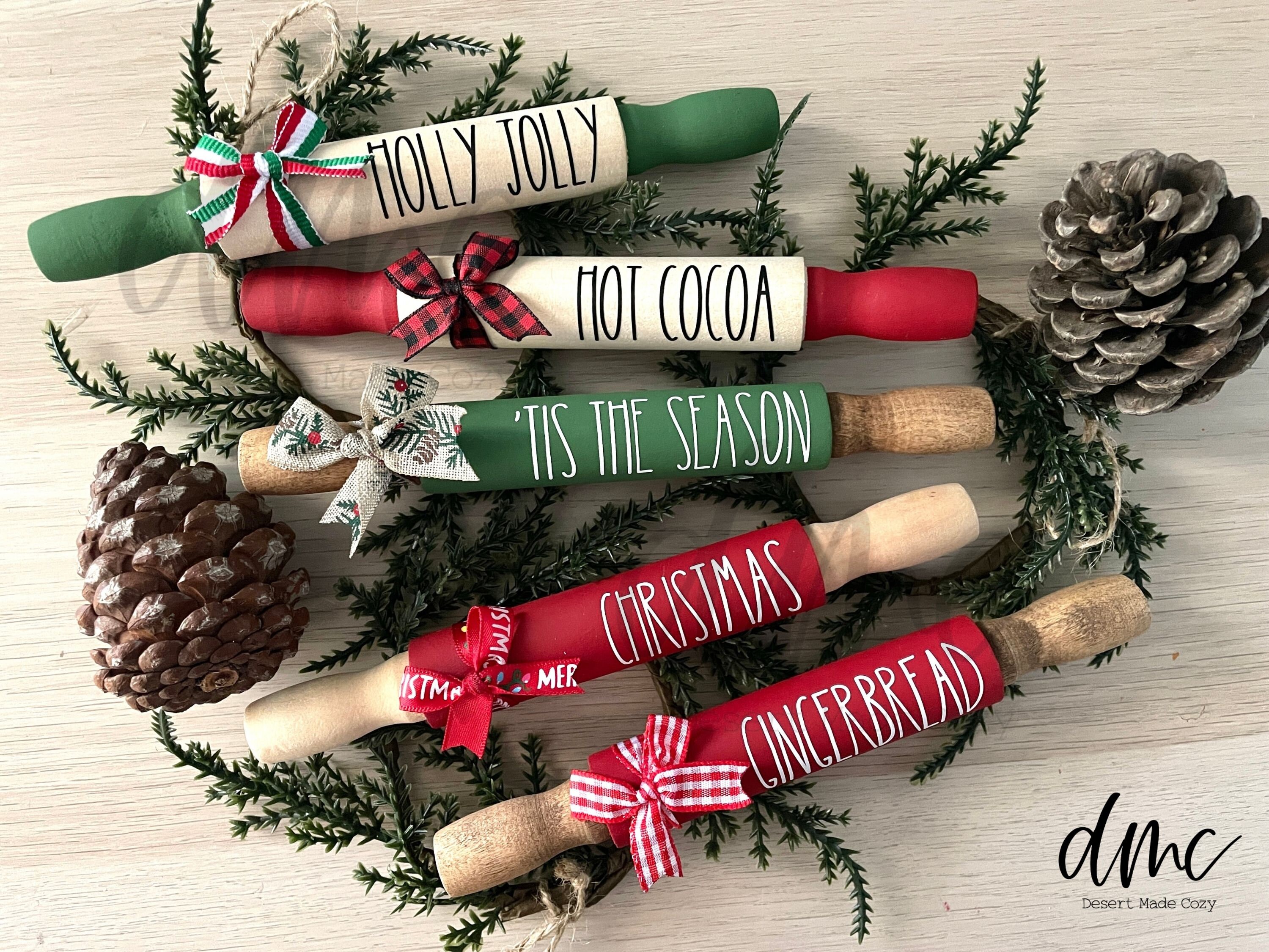Christmas Mini Wooden Rolling Pins 7 Inch Farmhouse Rolling - Etsy