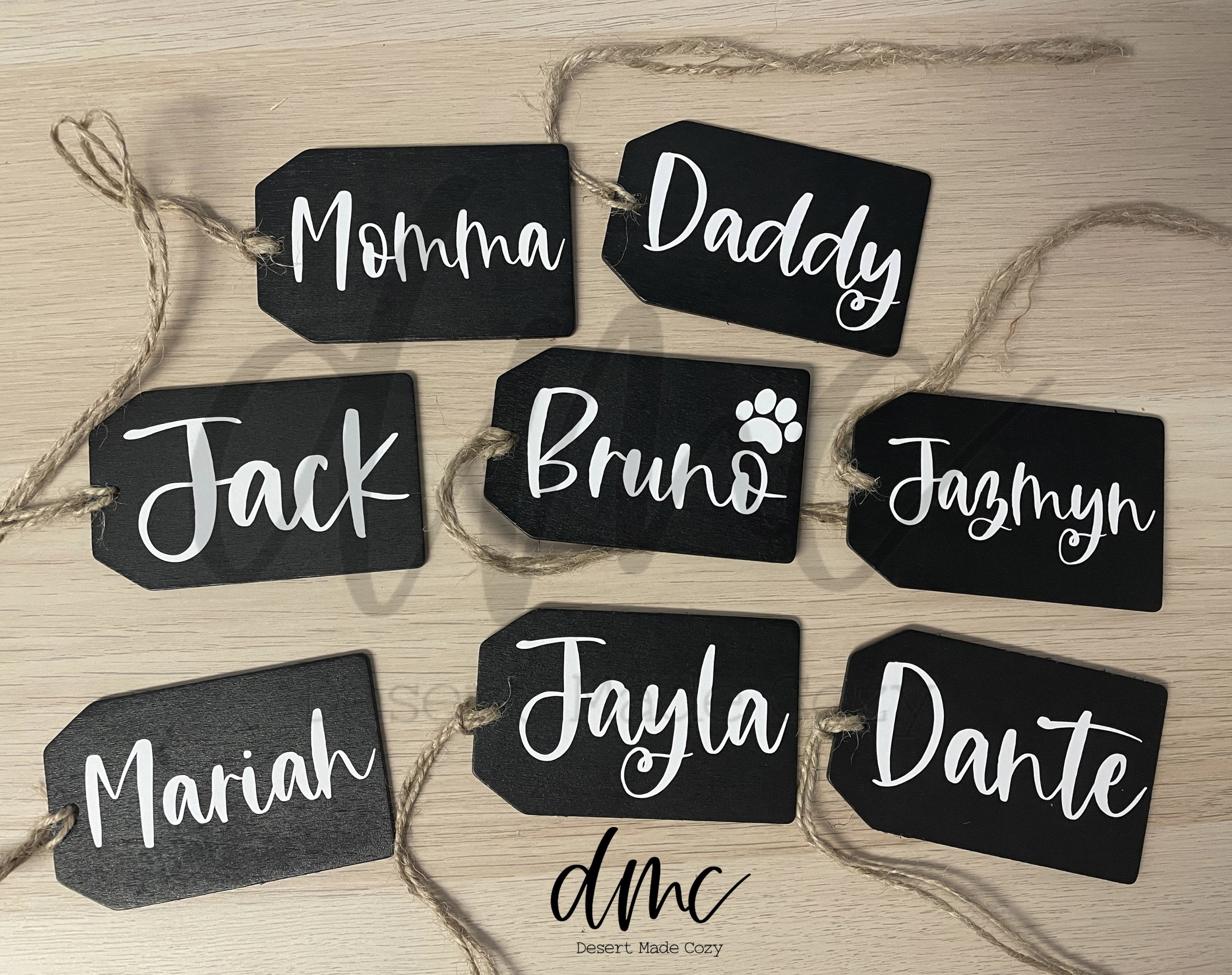 Personalized Black Wooden Name Tag Stocking Name Tag Gift | Etsy