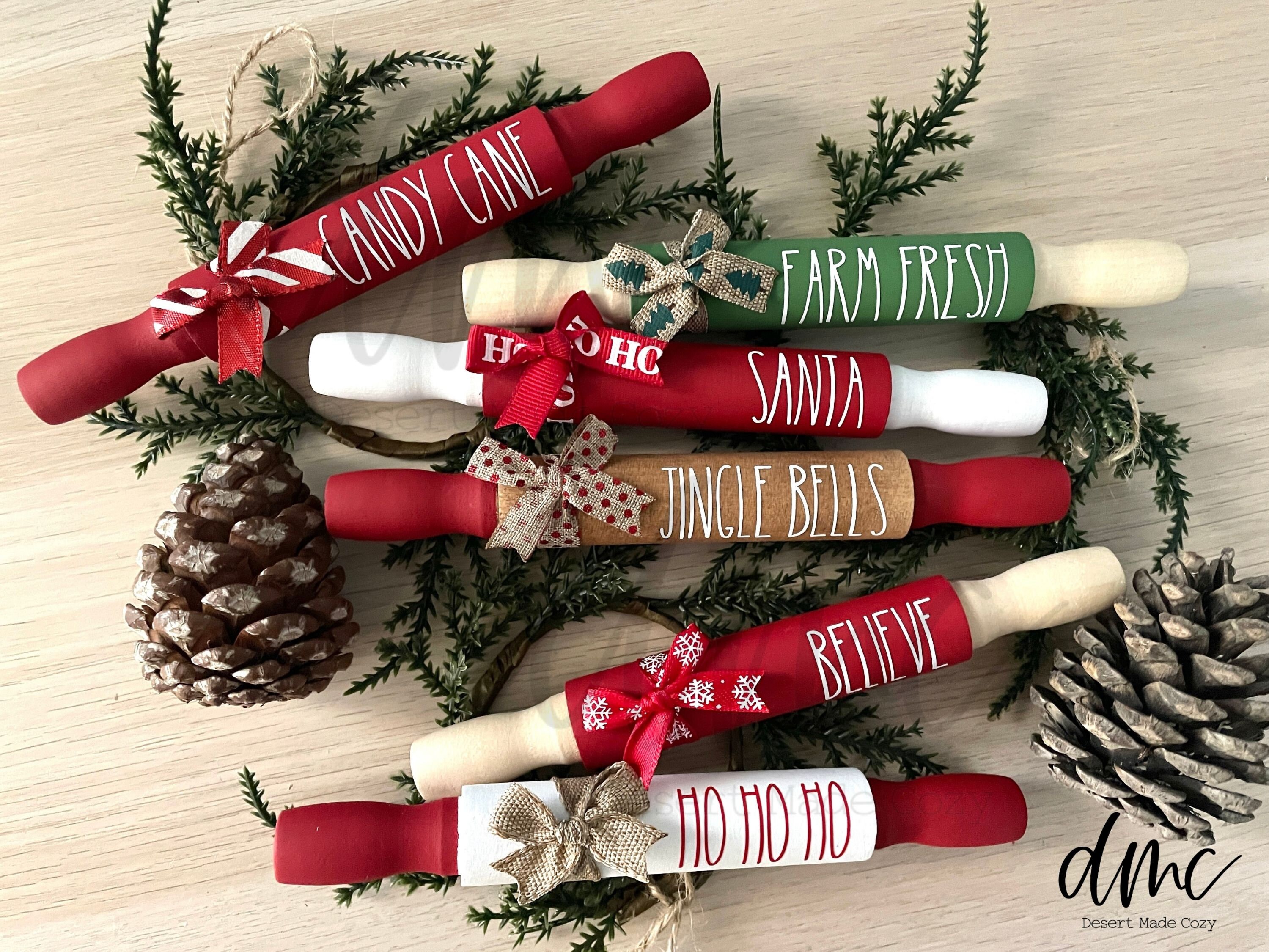 Christmas Mini Wooden Rolling Pins 7 Inch Farmhouse Rolling - Etsy