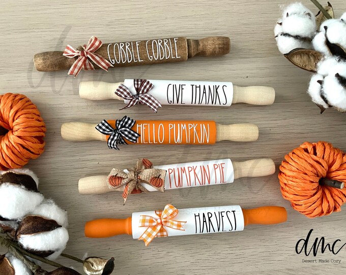 Fall Mini Wooden Rolling Pins 7 Inch Farmhouse Rolling Pins Tiered Tray ...