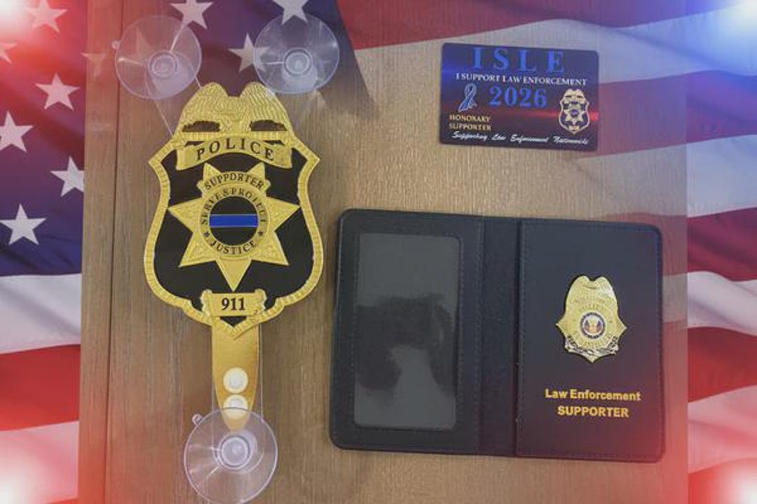 FULL SET: "law Enforcement Supporter" Windshield Badge Display + Wallet ...