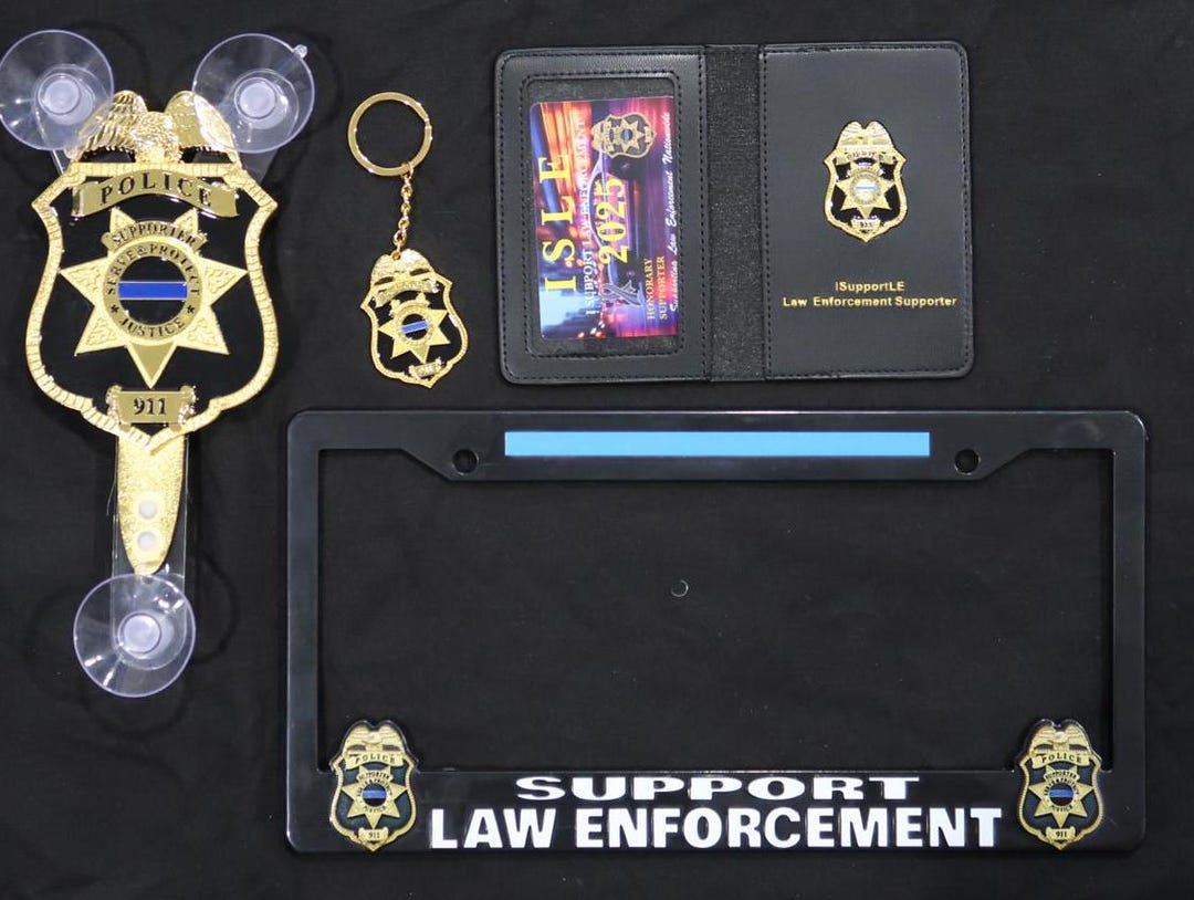 FULL SET: "law Enforcement Supporter" Windshield Badge Display + Wallet ...