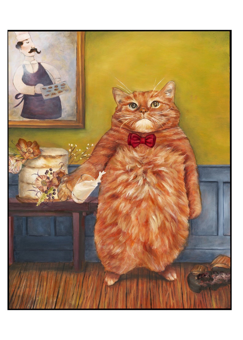 Spilt Milk Cat Art Print - Etsy