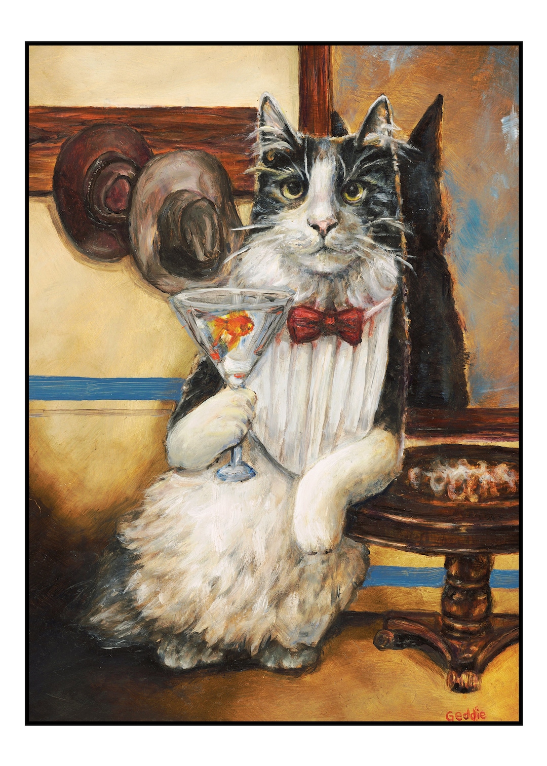 Fancy Cat Art Print - Etsy