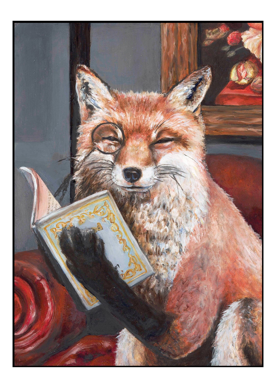 Reading Fox Art Print - Etsy