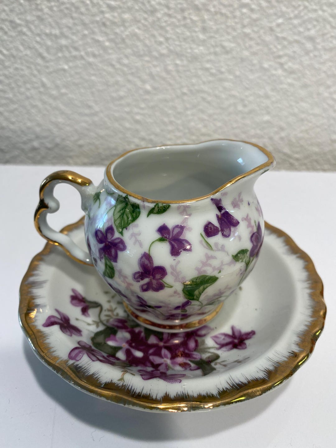 Chintz Violet Creamer Norcrest, Chintz Purple Creamer E-1706 and Chintz ...
