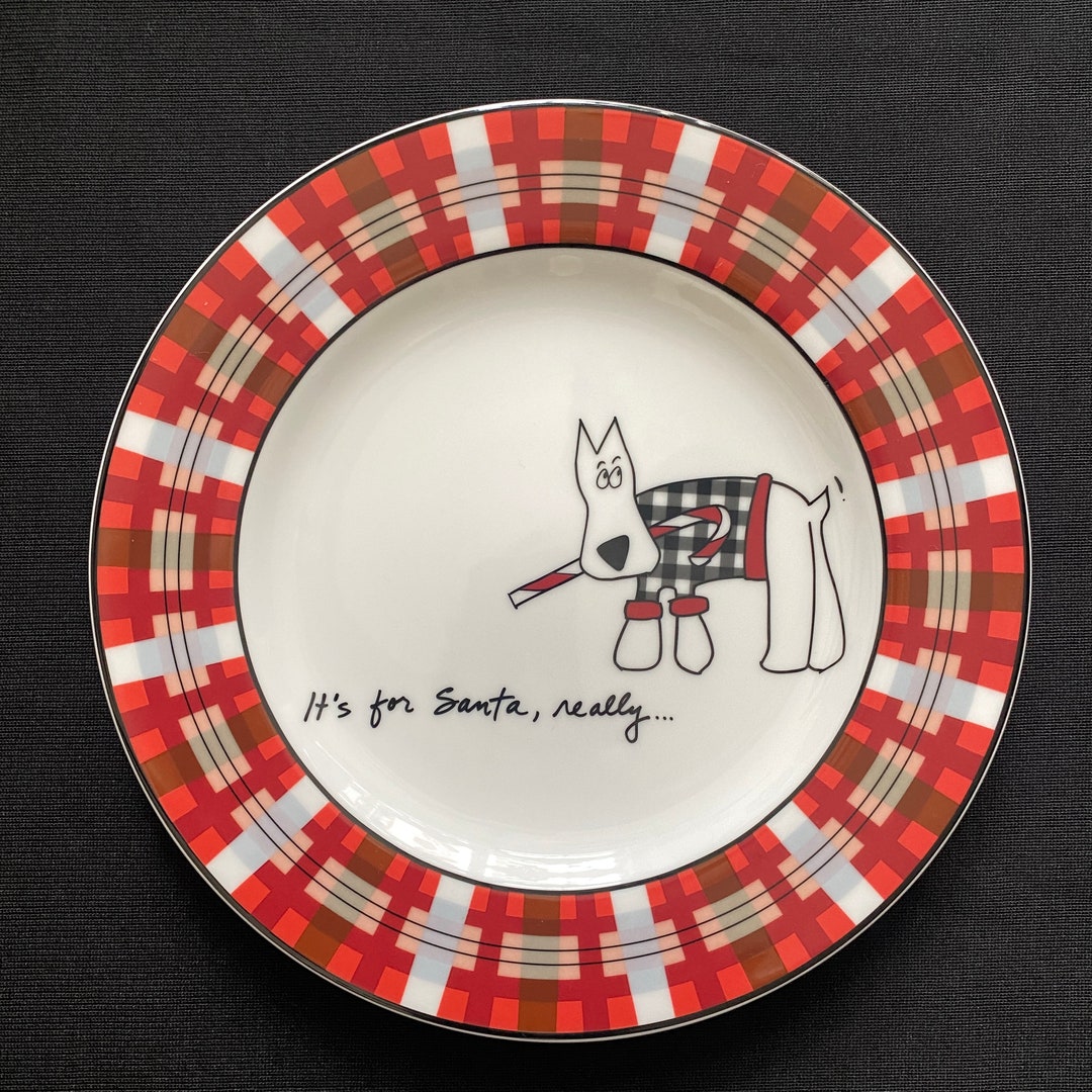 Scottie Dog Red Plaid Christmas Plate, Studio Nova Santas Little ...