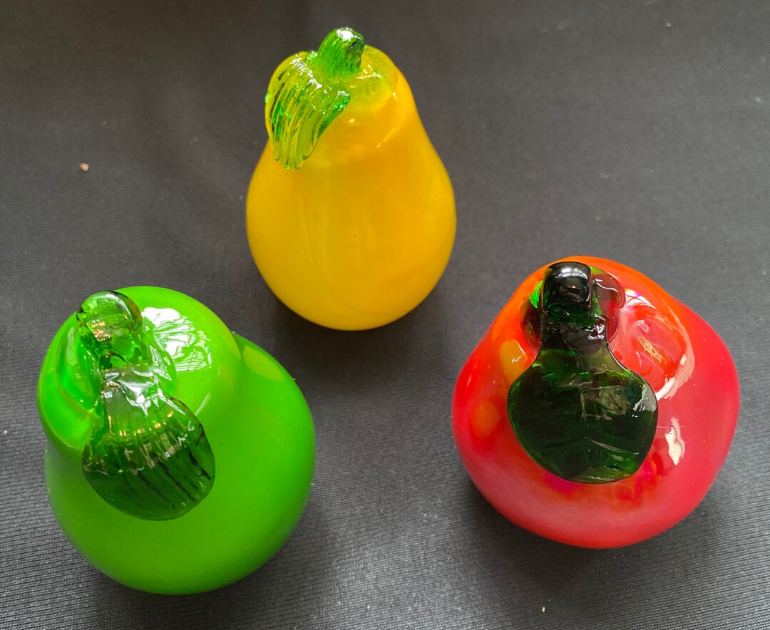 Glass Fruit Pears, Handblown Glass Pear Collection, Yellow Glass Pear ...