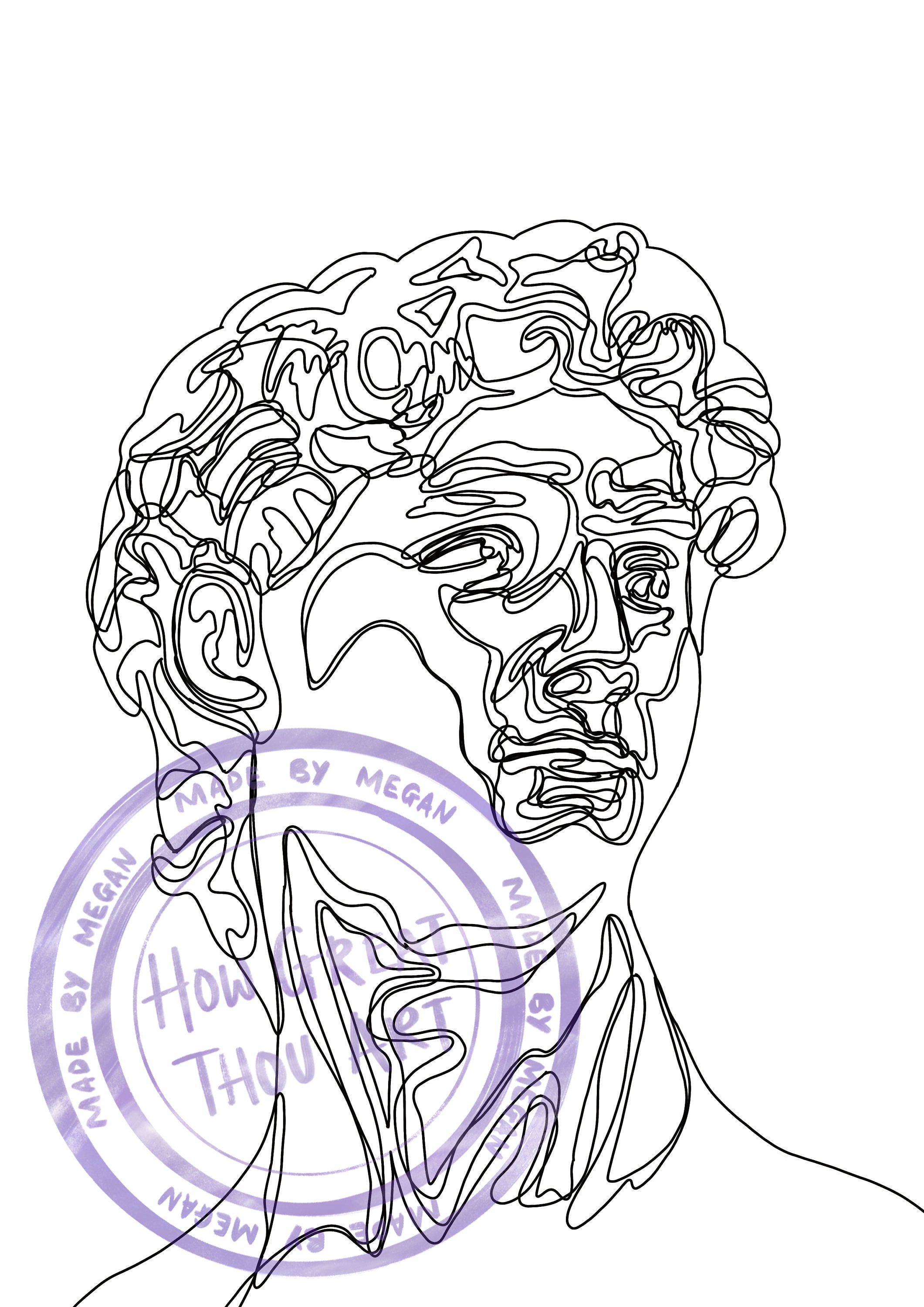 Statue of David line art print | Etsy