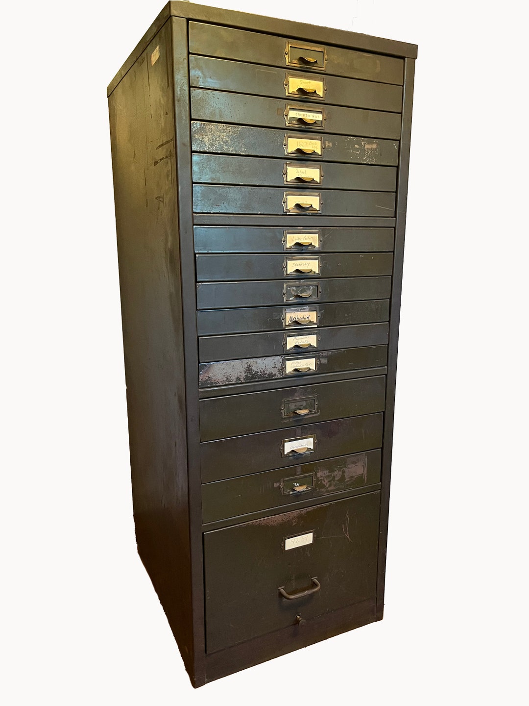 Antique Macey Green Vertical Filing Cabinet - A Beautiful Piece of ...