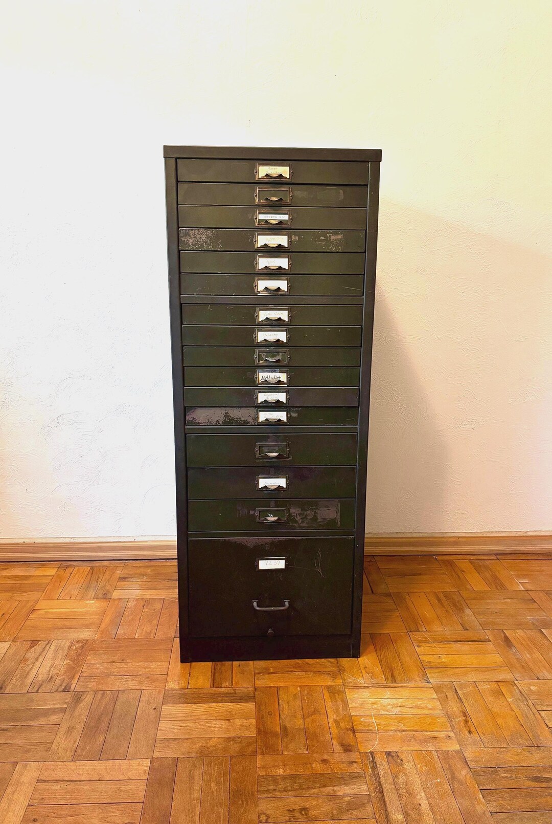 Antique Macey Green Vertical Filing Cabinet - A Beautiful Piece of ...