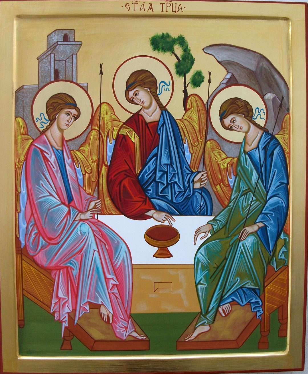 Icon of the Holy Trinity by Rublev Painted on Wooden Board/icon of ...