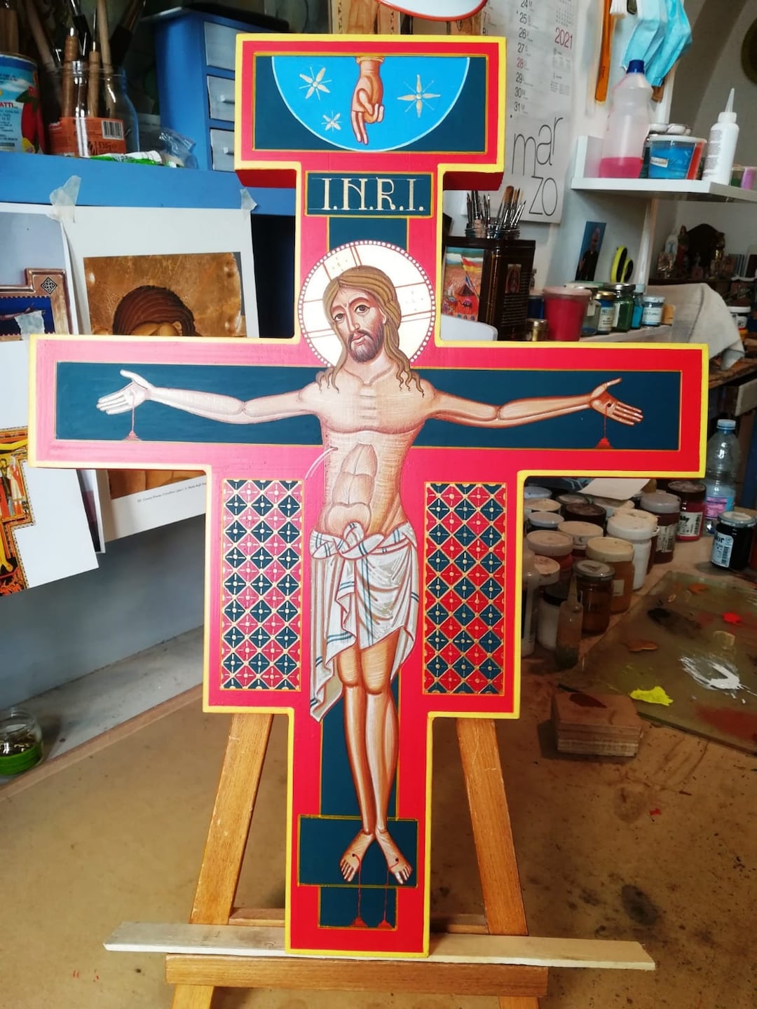 Hand Painted Crucifix of the Risen Jesus Christ / Crucifix of San ...