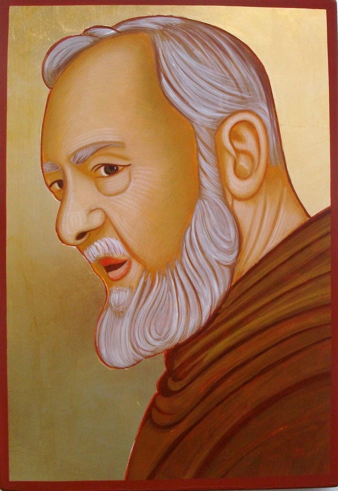 Hand Painted Icon of Saint Pio of Pietrelcina. Icon of Padre Pio - Etsy