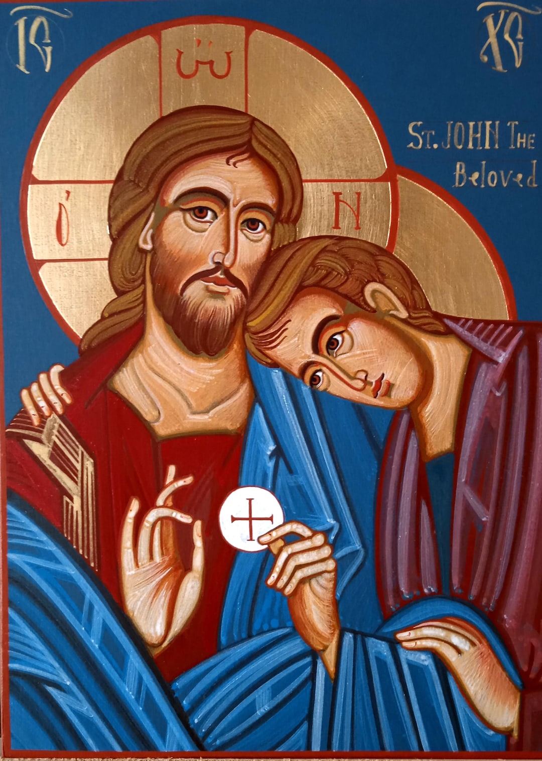 Hand Painted Icon of Christ With St. John the Apostle/ Holy Icon of ...
