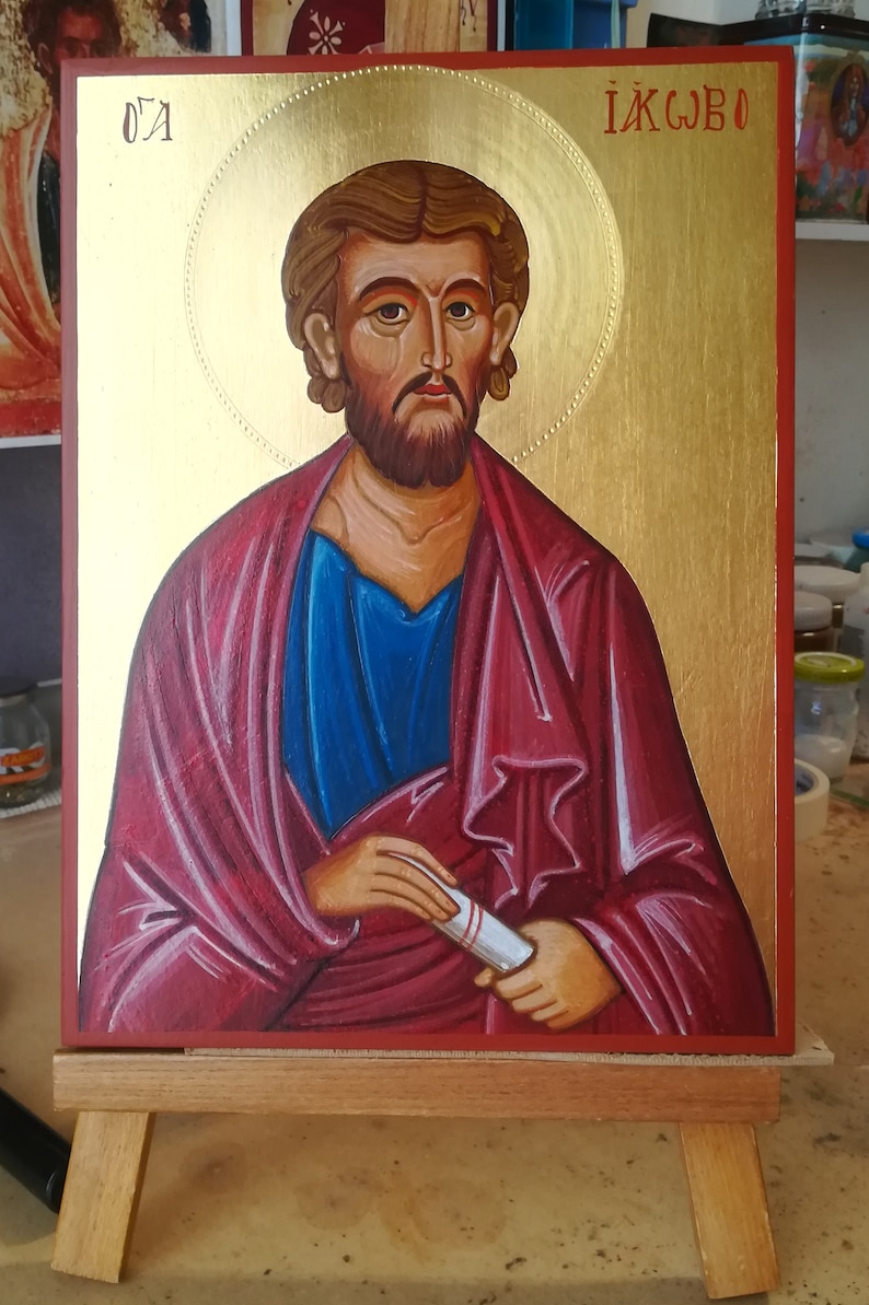 Hand-painted Icon of St. James the Apostle/ Sacred Art on Wood ...