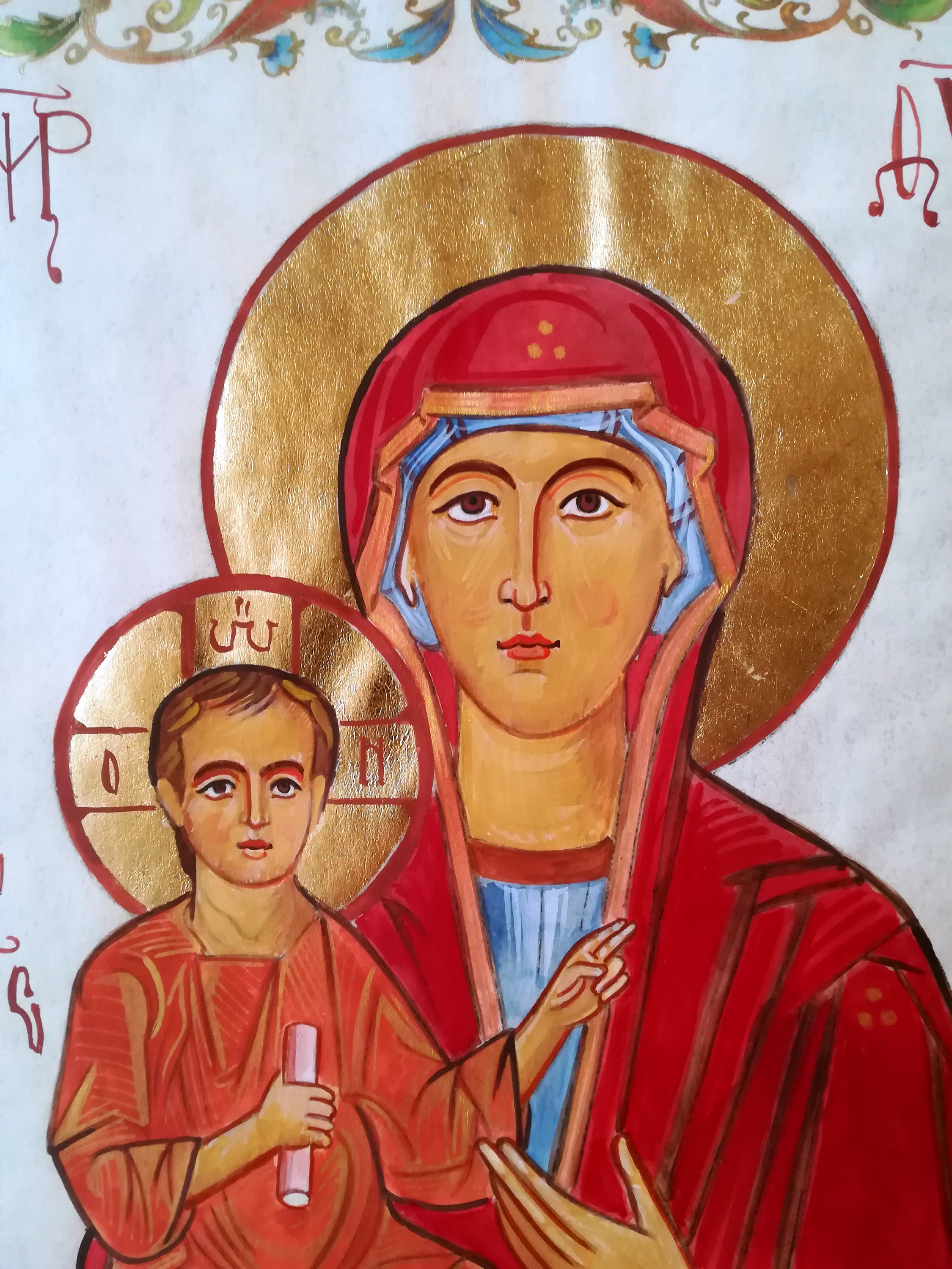 Acrylic Hand-painted icon on parchment cardboard sheet.sacred icons ...