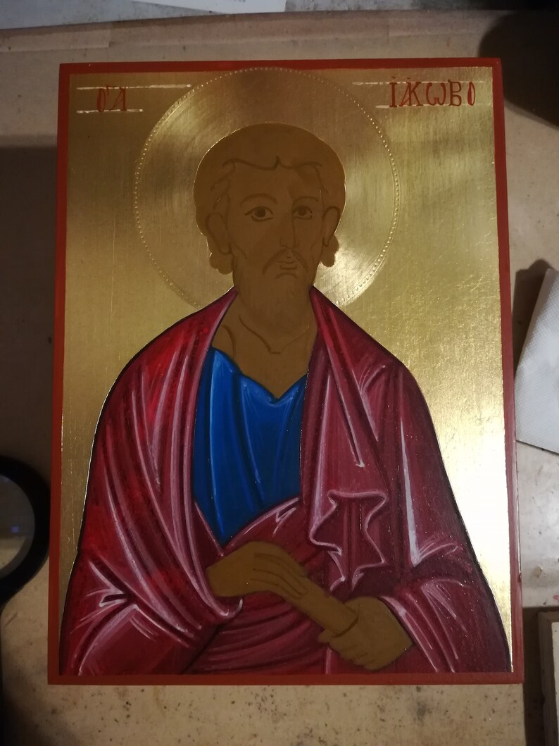 Hand-painted Icon of St. James the Apostle/ Sacred Art on Wood ...