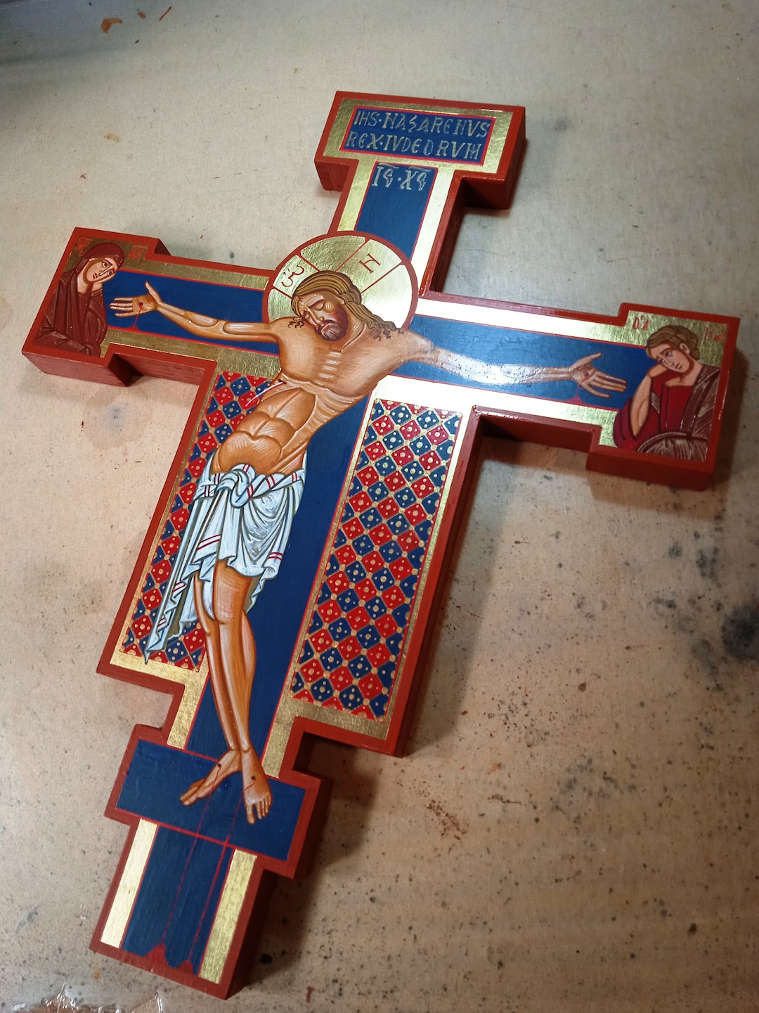 Hand-painted Crucifix by Cimabue With Saint John and the - Etsy