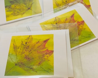 Watercolor Autumn Maple Leaf Art Note Card Handmade Fall Art - Etsy