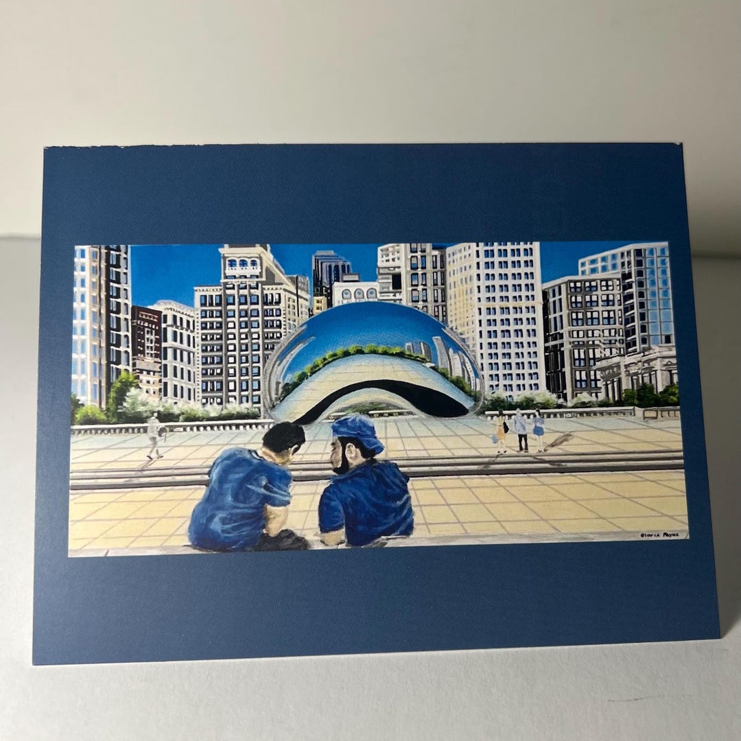 Chicago Bean Note Cards, Chicago Cloud Gate, Chicago Note Cards, - Etsy