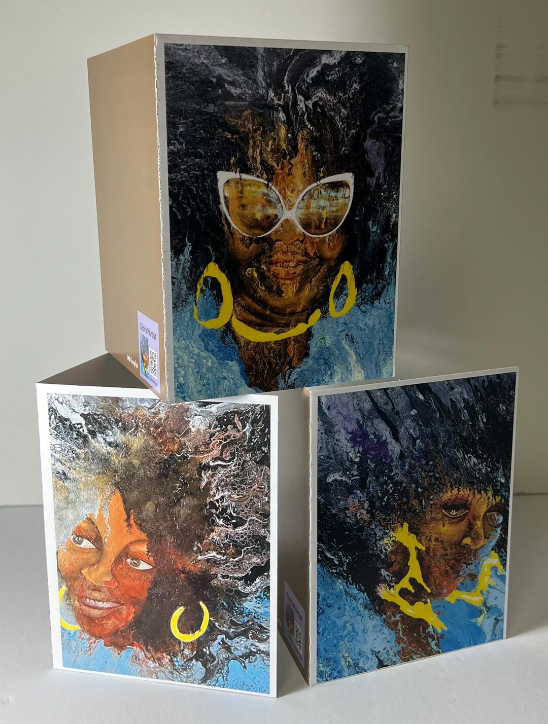 Afro Women Greeting Card Set, Afro Girl Note Cards, African American ...