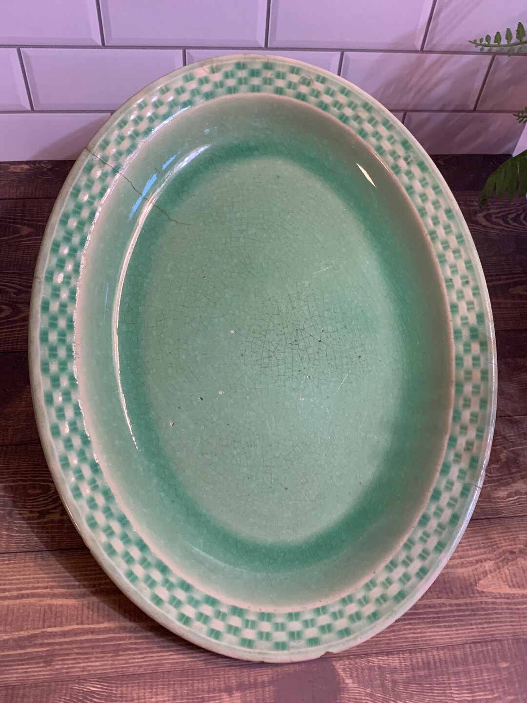 WS George Green Basket Weave Platter - Etsy
