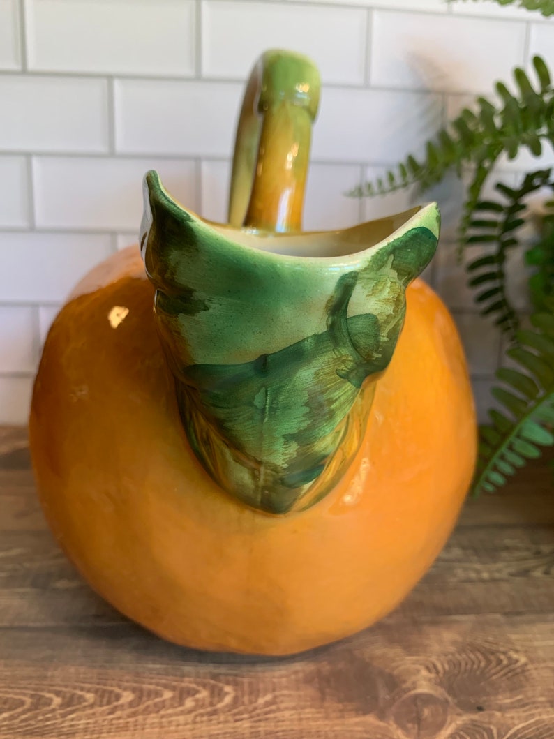 Italian Art Nouveau Ceramic Orange Pitcher - Etsy