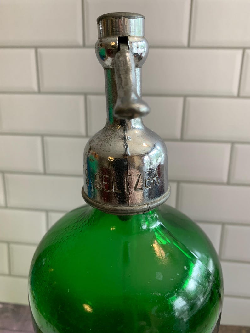 Vintage Green Glass Seltzer Bottle - Etsy