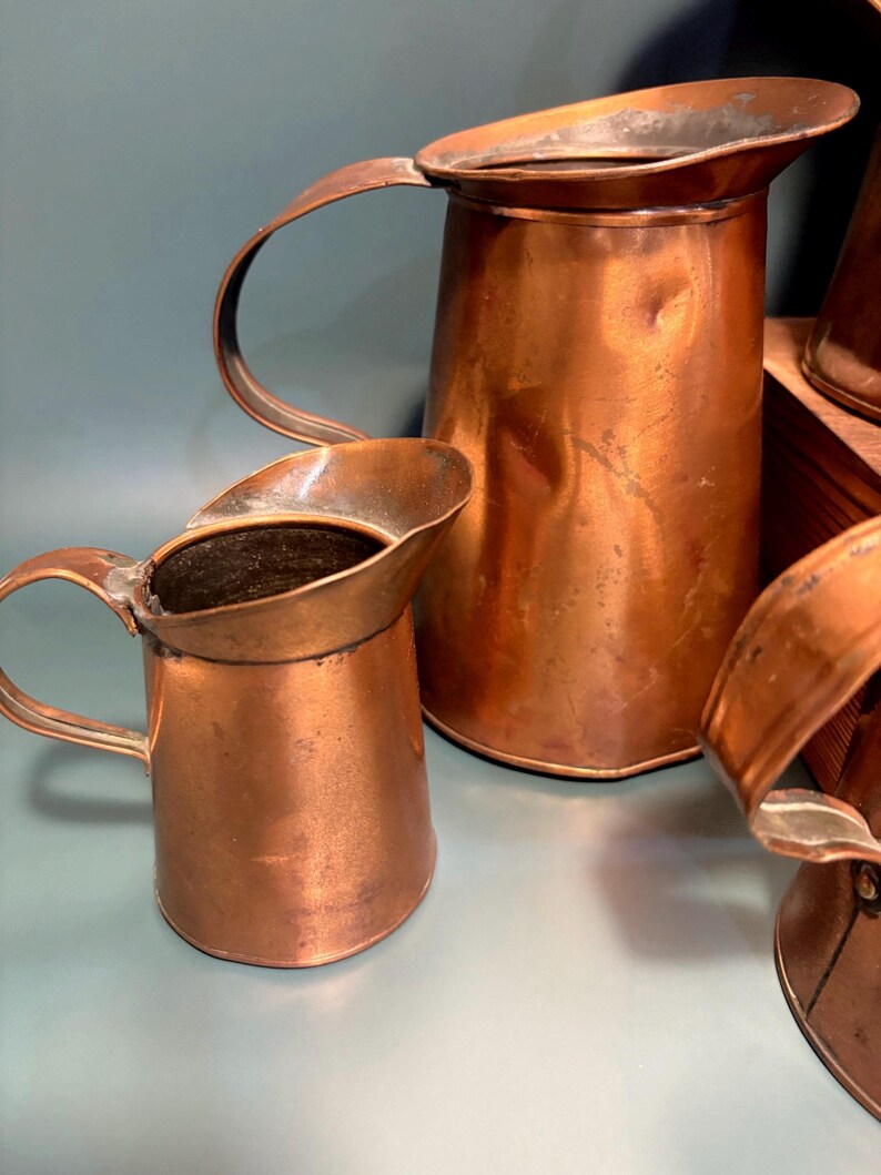 Set of 4 Antique Copper Measuring Cups - Etsy