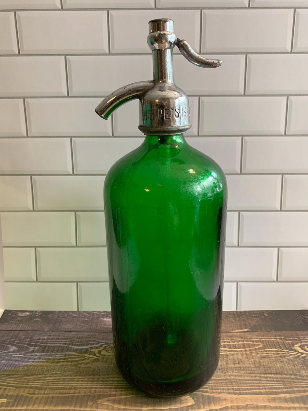 Vintage Green Glass Seltzer Bottle - Etsy