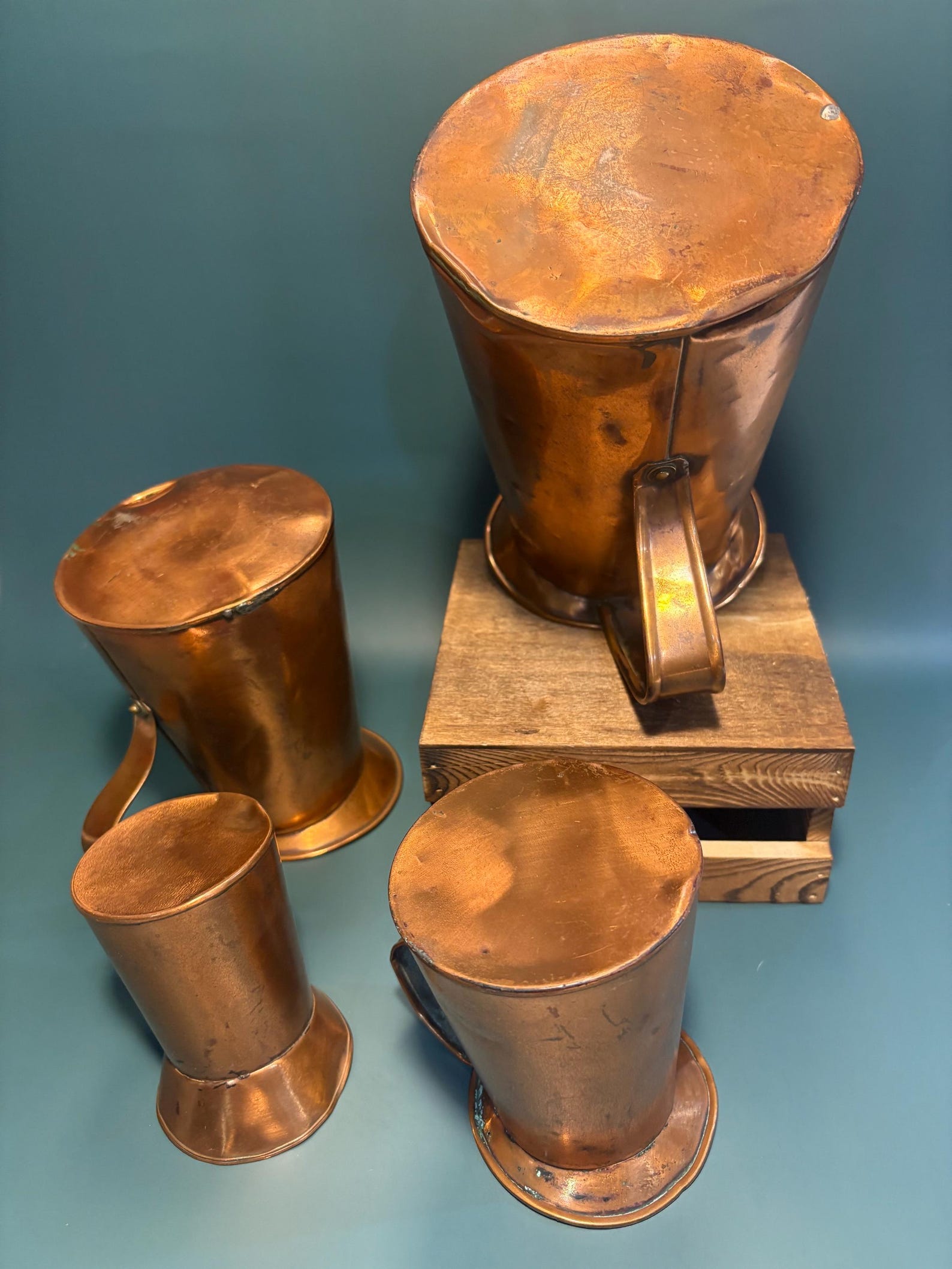 Set of 4 Antique Copper Measuring Cups - Etsy