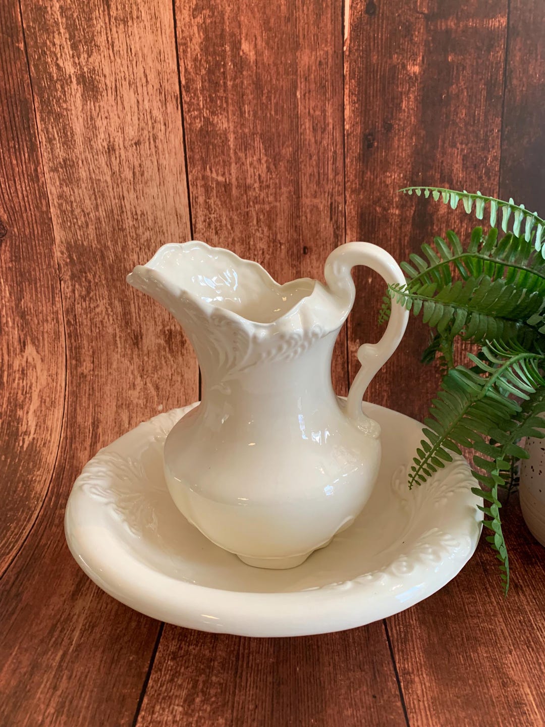 Vintage Ceramic Wash Bowl and Pitcher Set - Etsy