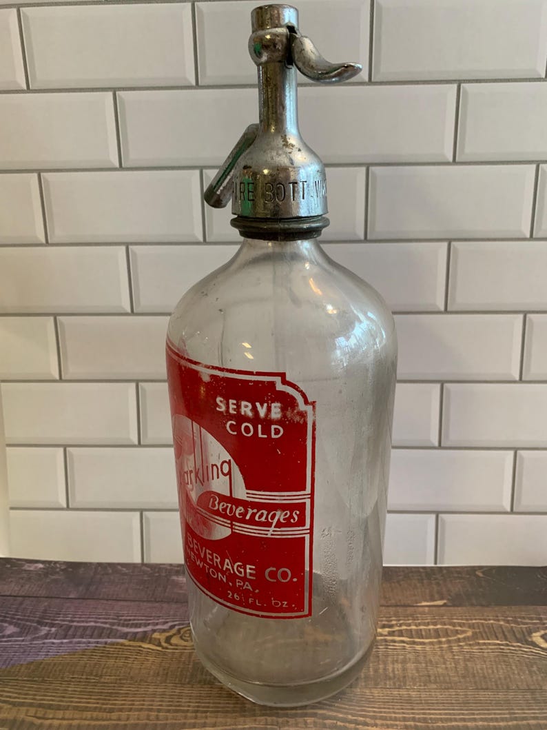 Vintage Clear Glass Seltzer Bottle 26 Oz - Etsy