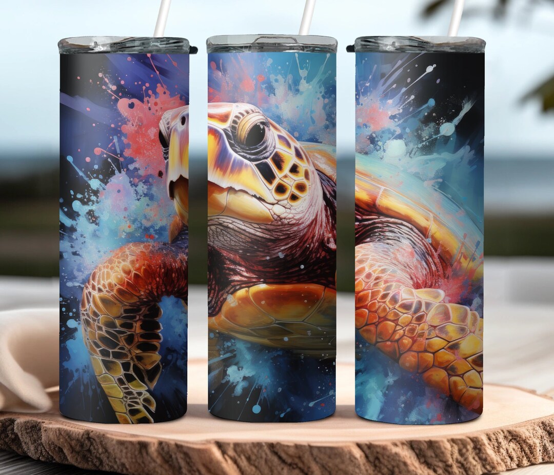 Turtle Tumbler Wrap PNG, Sea Turtle 20 Oz Skinny Tumbler Sublimation ...
