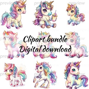 Cute Unicorn Clipart, Commercial Use, Unicorn Png, Magic Unicorn ...