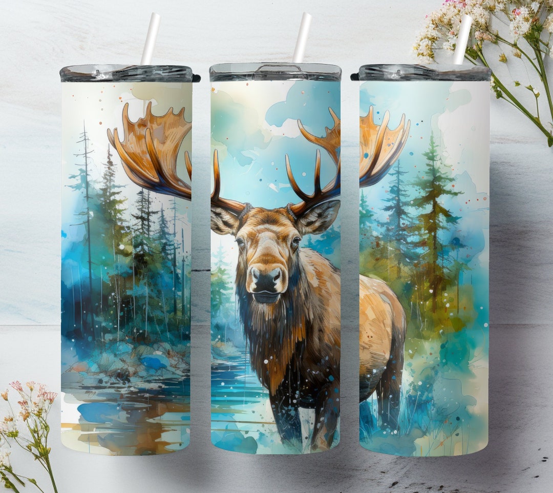 Moose Painting Tumbler Wrap, Bull Moose Tumbler Design, Sublimation ...