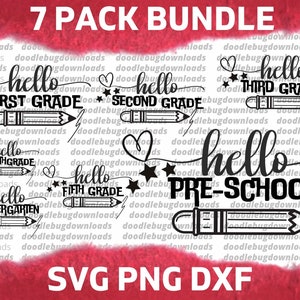 Hello First Grade Bundle Svg Png Dxf, Second, Third, Fourth, Fifth ...