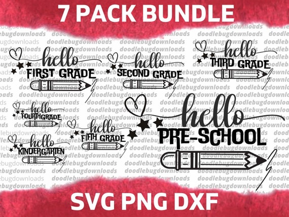 Hello First Grade Bundle Svg Png Dxf Second Third Fourth - Etsy