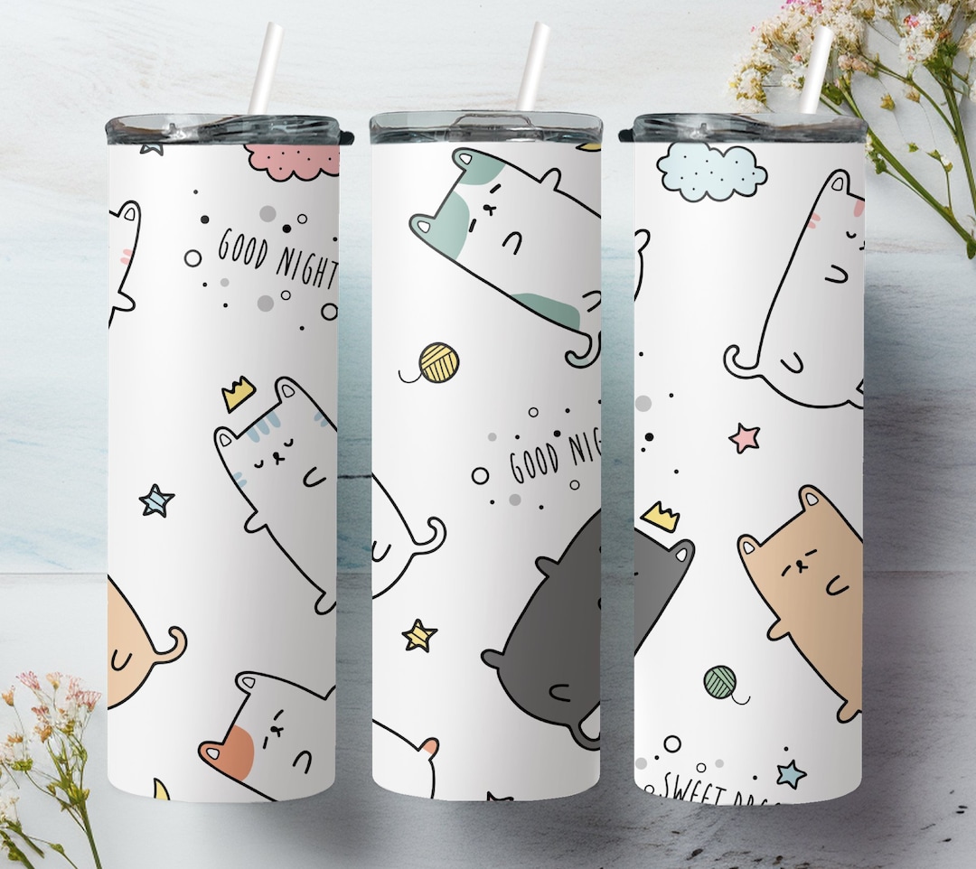Cute Cats 20oz Skinny Tumbler Design Kawaii Cute Cats Tumbler - Etsy