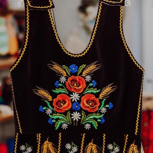 Polish Slavic Folk Vest, Corset, Embroidered Wild Poppy Flowers, a Few ...
