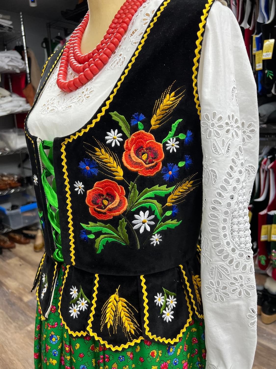 Polish Slavic Folk Vest, Corset, Embroidered Wild Poppy Flowers, a Few ...