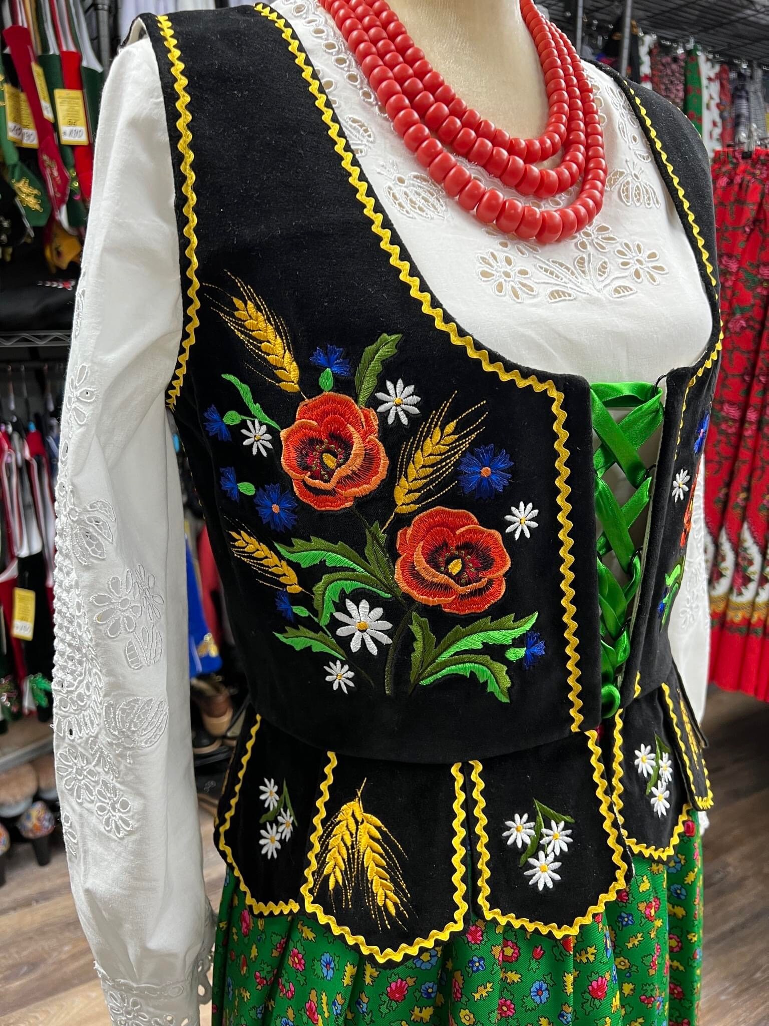 Polish Slavic Folk Vest, Corset, Embroidered Wild Poppy Flowers, a Few ...