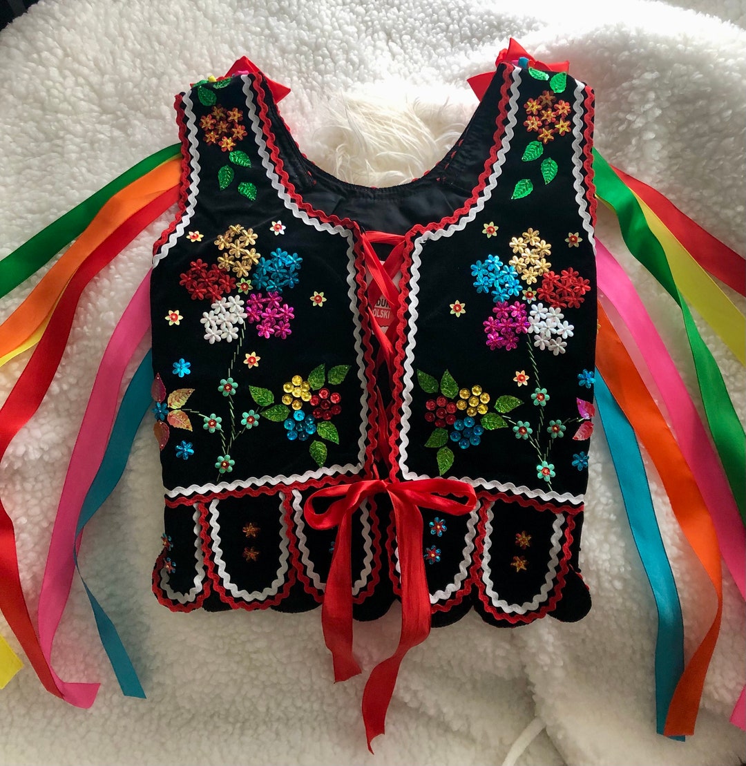 Velvet Polish Folk National Vests for Kids, Crakow Costume, Gorset ...
